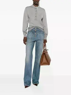 Valentino Garavani Tie-neck Button-up Polo Shirt - Grey