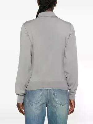 Valentino Garavani Tie-neck Button-up Polo Shirt - Grey