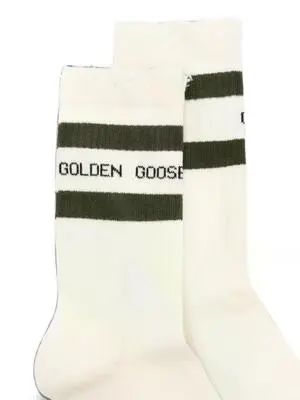 GOLDEN GOOSE Ribbed-knit Striped-detailing Socks