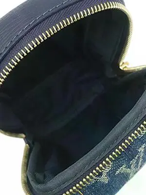 LOUIS VUITTON Monogram Denim And Taurillon Double Phone Pouch Crossbody Bag - Blue