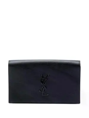 Saint Laurent 2016 Grain De Poudre Monogram Monochrome Kate Clutch Bag - Black