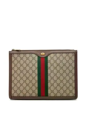 Gucci 2016-2026 Gg Supreme Web Ophidia Clutch Bag - Neutrals