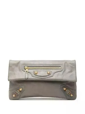 Balenciaga Lambskin Leather Envelope Clutch Bag - Grey
