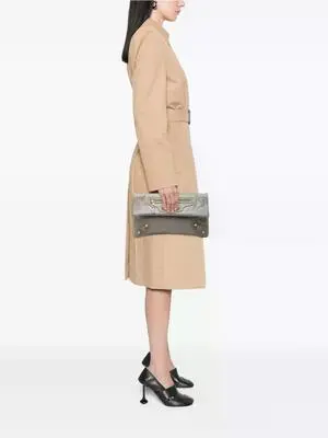 Balenciaga Lambskin Leather Clutch Bag With Zip Pocket - Grey