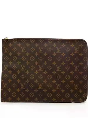 LOUIS VUITTON 1999 Monogram Poche Documents Portfolio Business Bag - Brown