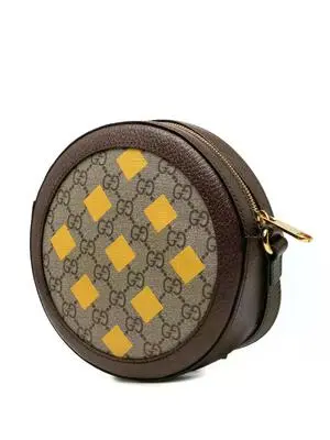 Gucci Ophidia Gg Supreme Web Graphic Print Round Crossbody Bag - Neutrals