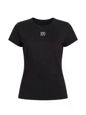 Dkny Rhinestone-logo Cotton T-shirt - Black