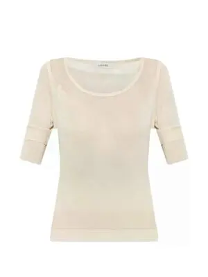LEMAIRE Ribbed-knit Short-sleeve Top - Neutrals