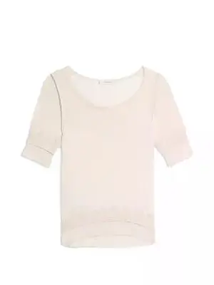 LEMAIRE Ribbed Knit Short Sleeve Top - Neutrals