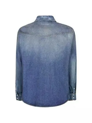 MAISON MARGIELA Logo-print Denim Overshirt - Blue