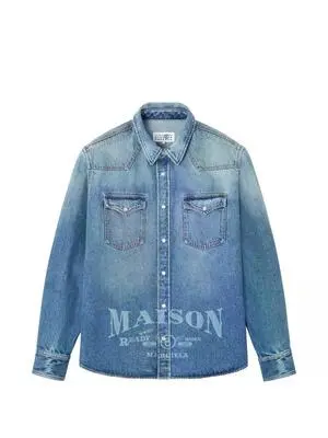 MAISON MARGIELA Logo-print Denim Overshirt - Blue