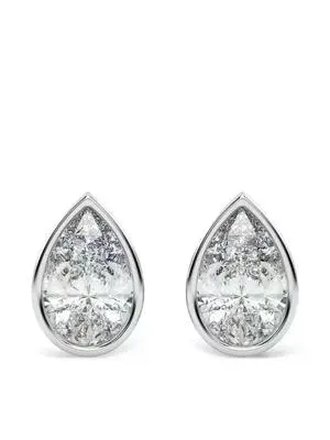 Diamond Essentials 14k White Gold Lab-grown Pear-cut Diamond Solitaire Stud Earrings - Silver