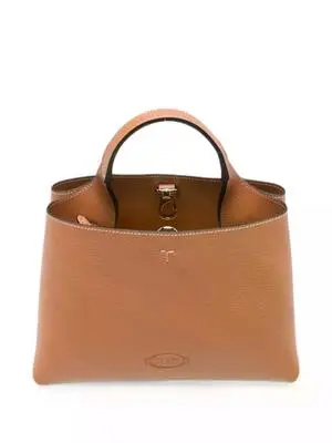 TOD'S Grained Leather Tote Bag With T-logo