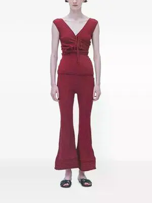 MULLER OF YOSHIOKUBO Textured Knit Flared Trousers - Red