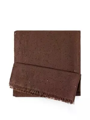 Brunello Cucinelli Sequin-embellished Frayed Scarf - Brown