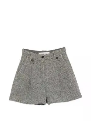 GOLDEN GOOSE Tweed-effect Pleated Shorts - Grey