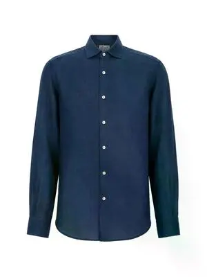 MC2 SAINT BARTH Long-sleeved Linen Shirt - Blue