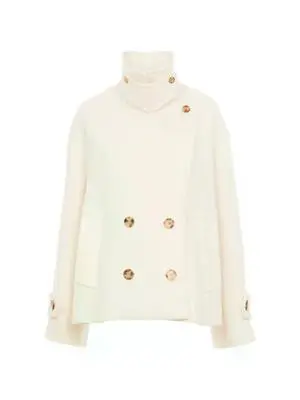 Chloé Double-breasted High-neck Coat - Neutrals