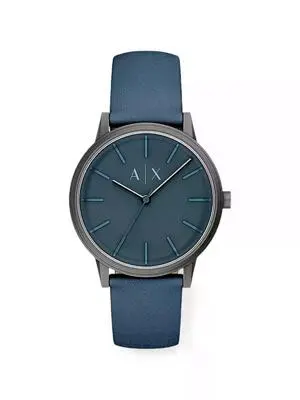 Armani Exchange Cayde Leather-strap 42mm Watch - Blue