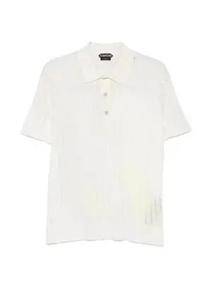 TOM FORD Ribbed-knit Short-sleeve Polo Shirt - Neutrals