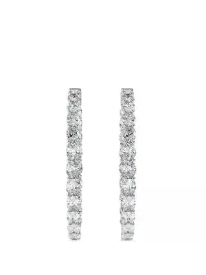 Diamond Essentials 14k White Gold 8.0 Carat Round-cut Diamond Hoop Earrings - Silver