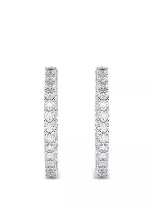 DIAMOND ESSENTIALS 14k White Gold Diamond Hoop Earrings - Silver