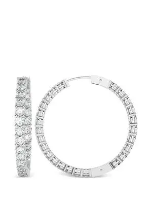 DIAMOND ESSENTIALS 14k White Gold Diamond Hoop Earrings