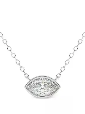 DIAMOND ESSENTIALS 14k White Gold Marquise-cut Diamond Solitaire Pendant Necklace - Silver