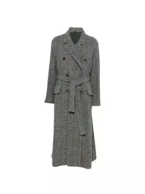 Brunello Cucinelli Checked Double-breasted Coat - Grey