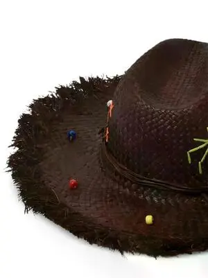 THE HAT GANG Bead-embellished Frayed-edge Hat