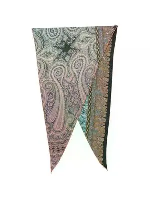 PIERRE-LOUIS MASCIA Paisley-print Triangular Scarf - Grey