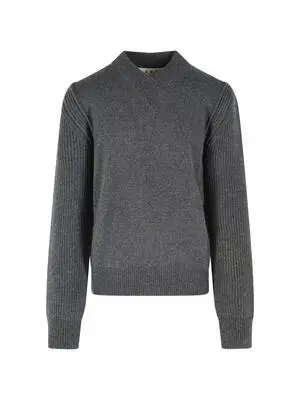Marni Ribbed Knit V-neck Sweater - Grey