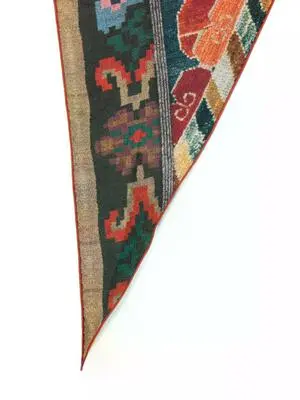 PIERRE-LOUIS MASCIA Floral-print Geometric-border Scarf - Red