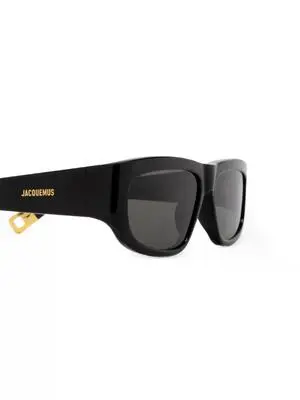 Jacquemus Pilota Rectangle Frame Sunglasses - Black