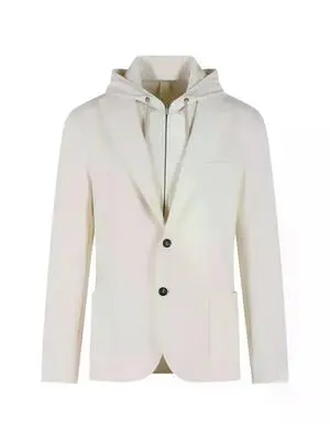 Eleventy Hooded Single-breasted Jacket - Neutrals