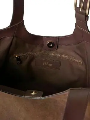 Furla Suede-panel Leather Tote Bag M