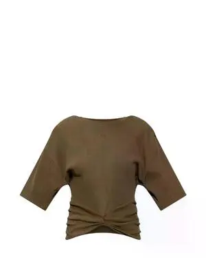 GESTUZ Gzbetty Twist-detail T-shirt - Green