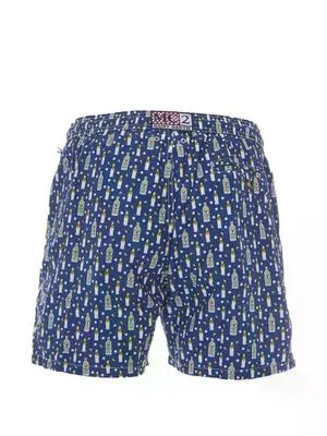 MC2 SAINT BARTH Lighting Bottle-print Drawstring Swim Shorts - Blue