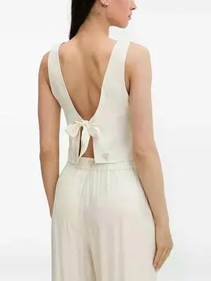 Guess Cropped Bow-detail Open-back Top