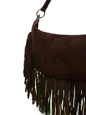 VICOLO Fringe-trim Suede Shoulder Bag