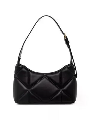 Moschino Diamond Quilted Tote Bag With Gold-tone Logo Plaque - Black