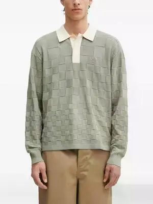 Filling Pieces Rugbycheckerboard-knit Long-sleeve Sweatshirt - Grey