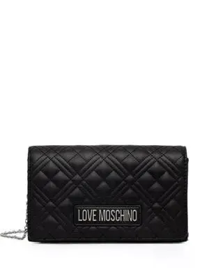 Moschino Logo-lettering Quilted Crossbody Bag - Black