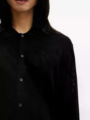 Filling Pieces Breaking Bread Logo-jacquard Mesh Cardigan