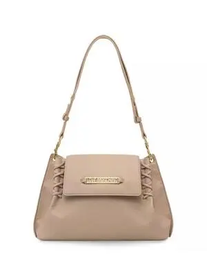 Moschino Logo-lettering Whipstitched Shoulder Bag - Neutrals