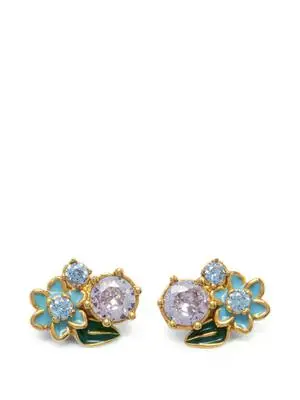 Guess Floris Crystal-embellished Floral Earrings - Gold