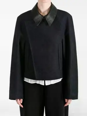Givenchy Cropped Leather-collar Asymmetric-front Jacket