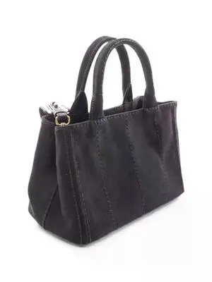 Prada Canapa Logo Print Tote Bag - Black