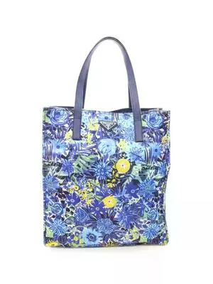 Prada 2010s Printed Tote Bag - Blue