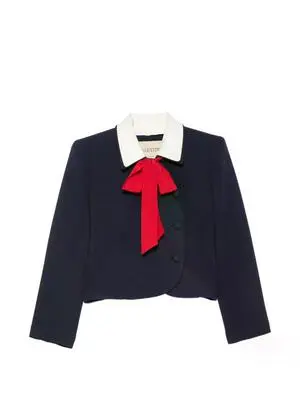 Valentino Garavani Cropped Jacket With Bow Detail - Blue